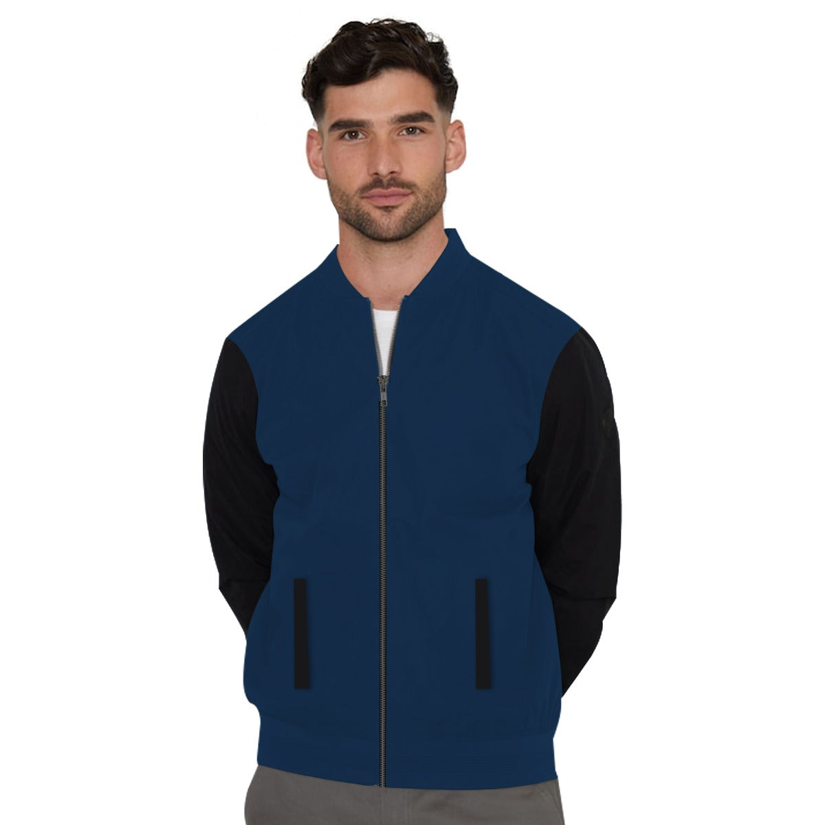 Elegant Contrast Sleeve Fleece Zipper Jacket - Zink