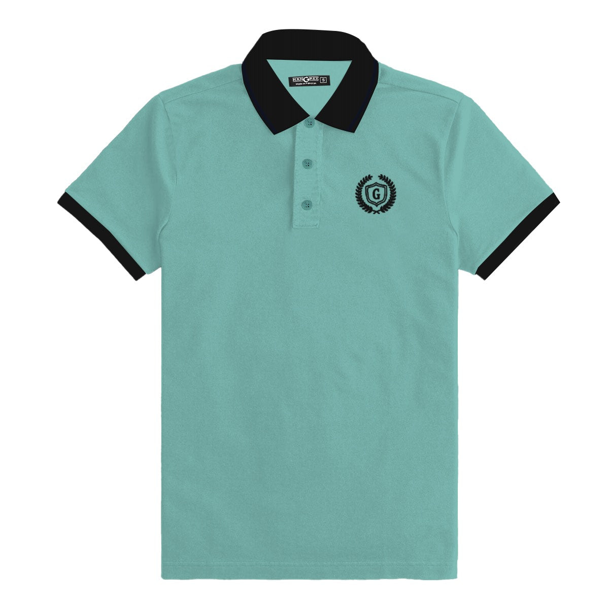 Signature Embroidered Contrast Collar Polo - Moonstone Blue